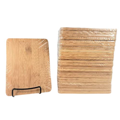 (Set of 24) 8"X6" Bulk Wholesale Plain Blank Bamboo Cutting Boards for Customized, Personalized Engraving, Promotional Products.