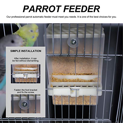 Scicalife Parakeet Feeder No Mess-Caged Bird Feeder Parrot Automatic Feeder for Finch Canary Cockatiel Parakeet Seed Food Container Bird Cage Accessories