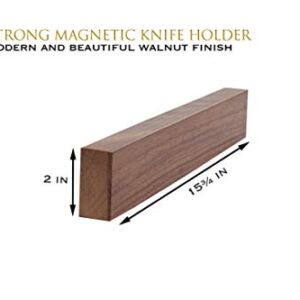 Walnut Magnetic Knife Holder, 16 Inch, Wooden Knife Magnetic Strip For Wall, Cooking Utensil Key Organizer Tool Wall, Neodymium Magnet