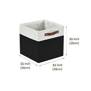 DECOMOMO Cube Storage Bins | Fabric Storage Cubes Closet Organizer Cubby Bins for Shelves Cloth Nursery Decorative Storage Cubes with Handles (Black &White, 11 x 11 x 11 inch)