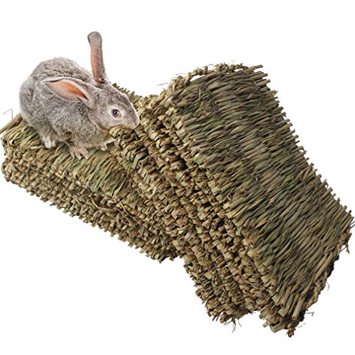 PINVNBY Rabbit Mat for Cages Woven Bunny Grass Bed Nest Chew Toy Bed for Hamsters Parrot Hedgehog Guinea Pig Bunny and Other Small Animals (12 Pack)