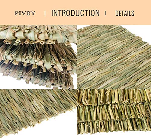 PINVNBY Rabbit Mat for Cages Woven Bunny Grass Bed Nest Chew Toy Bed for Hamsters Parrot Hedgehog Guinea Pig Bunny and Other Small Animals (12 Pack)