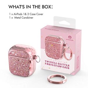 AHASTYLE AirPods Case for Women Girls Luxury Glittery, Glossy Hard Protective Case Cover Compatible with Apple AirPods 2 & 1(Rose Gold)