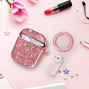 AHASTYLE AirPods Case for Women Girls Luxury Glittery, Glossy Hard Protective Case Cover Compatible with Apple AirPods 2 & 1(Rose Gold)