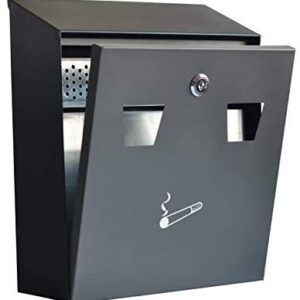 GenericDEFGHIJ Wall-Mounted Cigarette Disposal Tower - Commercial Ashtray - Black