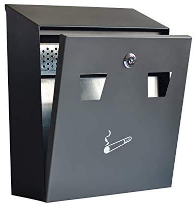 GenericDEFGHIJ Wall-Mounted Cigarette Disposal Tower - Commercial Ashtray - Black