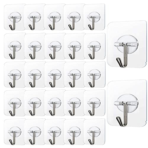 Adhesive Hooks 40 Pack 22lb(Max) Adhesive Wall Hooks, Heavy Duty Self Adhesive Hooks for Kitchens, Bathroom, Office by COLOGO