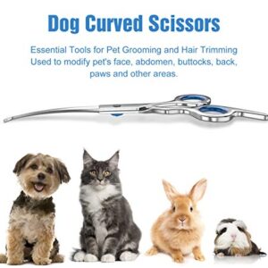 Petsvv 7.5" Curved Dog Grooming Scissors with Safety Round Tips, Light Weight Professional Pet Grooming Shears Stainless Steel for Dogs Cats Pets