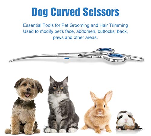 Petsvv 7.5" Curved Dog Grooming Scissors with Safety Round Tips, Light Weight Professional Pet Grooming Shears Stainless Steel for Dogs Cats Pets