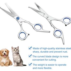 Petsvv 7.5" Curved Dog Grooming Scissors with Safety Round Tips, Light Weight Professional Pet Grooming Shears Stainless Steel for Dogs Cats Pets