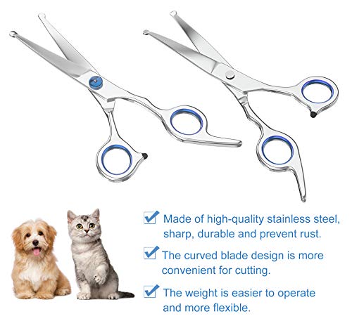 Petsvv 7.5" Curved Dog Grooming Scissors with Safety Round Tips, Light Weight Professional Pet Grooming Shears Stainless Steel for Dogs Cats Pets