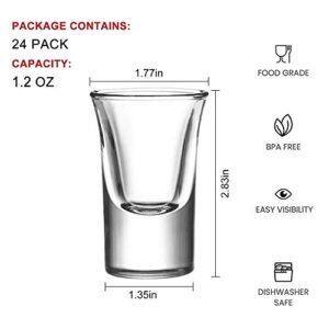 1.2oz / 35ml Shot Glass Set with Heavy Base, Clear Shot Glasses for Whiskey, Vodka and Liqueurs, Set of 24