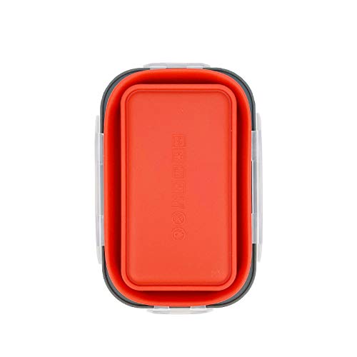 CARTINTS Set of 3 Collapsible Silicone lunch Container, Collapsible Food Containers Set, Food Grade Reusable Meal Prep Containers, Microwave freezer Safe, Red 350ml-500ml-800ml