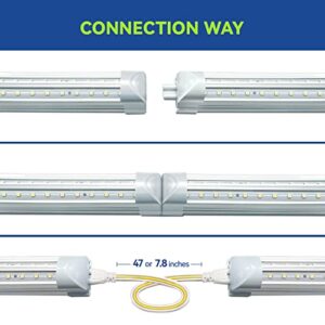 Monios-L LED Shop Light 2FT 5000K 20W, Linkable Utility Ceiling Lights,V-Shaped 2500lm Daylight,T8 Integrated Fixtures LEDs Tubes, Garage Lighting for Workshop,Work Bench,Basement,Plug & Play 2-Pack