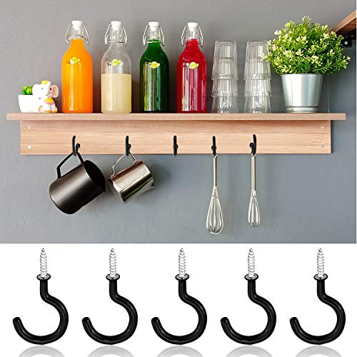 30 Pack Multi-Function Wall Hooks Garage Hooks Cup Hooks for Indoors Outdoors (Black, 2 inch)