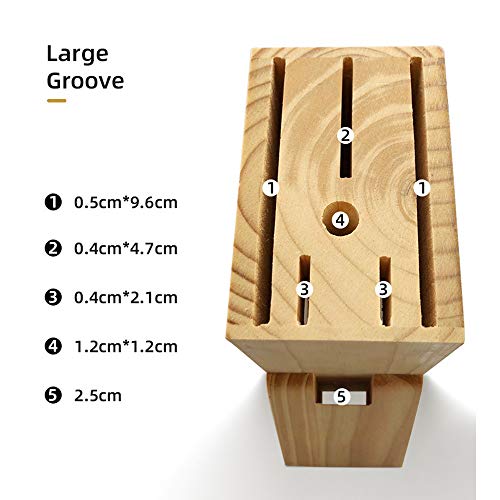 Hooshion Wooden Knife Block Countertop Knife Holder Knife Organizer with Scissors-Slot for Kitchen