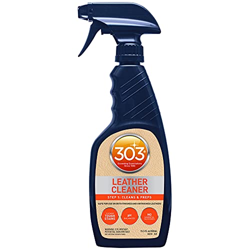 303 Leather Cleaner - Step 1: Cleans & Preps - Safe for Use On Finished & Unfinished Leathers - Cleans Tough Stains - pH Balanced - No Harmful Silicones, 15.5 fl. oz. (30230CSR) Packaging May Vary