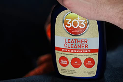 303 Leather Cleaner - Step 1: Cleans & Preps - Safe for Use On Finished & Unfinished Leathers - Cleans Tough Stains - pH Balanced - No Harmful Silicones, 15.5 fl. oz. (30230CSR) Packaging May Vary