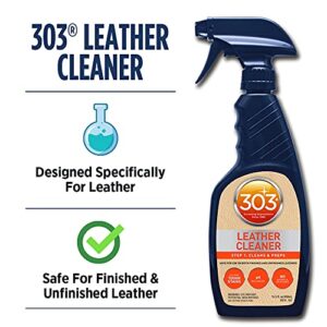 303 Leather Cleaner - Step 1: Cleans & Preps - Safe for Use On Finished & Unfinished Leathers - Cleans Tough Stains - pH Balanced - No Harmful Silicones, 15.5 fl. oz. (30230CSR) Packaging May Vary