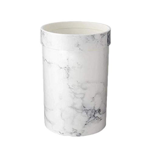 Hacoly Home Imitation Marble Bathroom Garbage Can Trash Can European Style Plastic Deskside Wastebasket for Living Room Bedroom Office