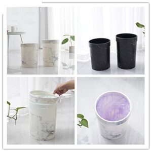 Hacoly Home Imitation Marble Bathroom Garbage Can Trash Can European Style Plastic Deskside Wastebasket for Living Room Bedroom Office