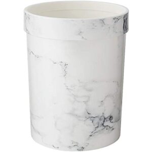 Hacoly Home Imitation Marble Bathroom Garbage Can Trash Can European Style Plastic Deskside Wastebasket for Living Room Bedroom Office