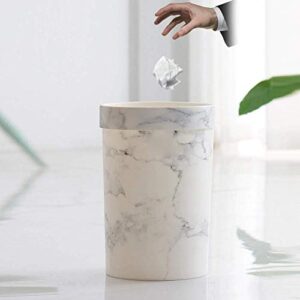 Hacoly Home Imitation Marble Bathroom Garbage Can Trash Can European Style Plastic Deskside Wastebasket for Living Room Bedroom Office