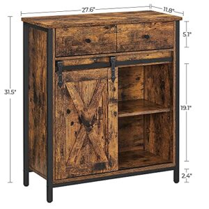 VASAGLE Buffet Cabinet, Floor Sideboard Cupboard Storage Organizer with 1 Drawer and Sliding Barn Door for Living Room Bathroom Hallway