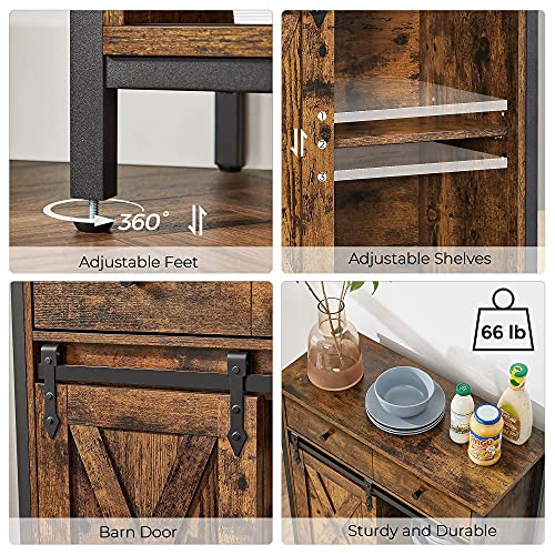 VASAGLE Buffet Cabinet, Floor Sideboard Cupboard Storage Organizer with 1 Drawer and Sliding Barn Door for Living Room Bathroom Hallway