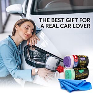 Premium Chamois Cloth for Car - 2pk +1 Free Shammy Towel for Car - 26”x17” - Super Absorbent Reusable Car Shammy Towel - Scratch-Free