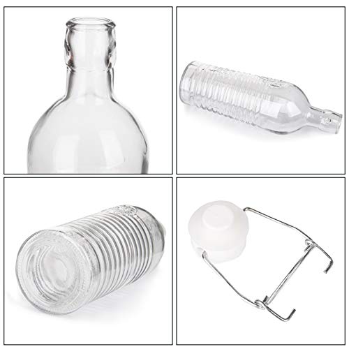 Nicunom 4 Pack Flip Top Glass Bottle, 40 Oz. / 1.2 Liter Clear Glass Pitcher Swing Top Brewing Bottle with Stopper for Beverages, Oils, Kombucha, Beer, Kiefer, Water, Soda, Airtight Seal & Metal Clamp