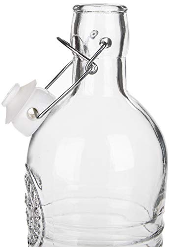 Nicunom 4 Pack Flip Top Glass Bottle, 40 Oz. / 1.2 Liter Clear Glass Pitcher Swing Top Brewing Bottle with Stopper for Beverages, Oils, Kombucha, Beer, Kiefer, Water, Soda, Airtight Seal & Metal Clamp