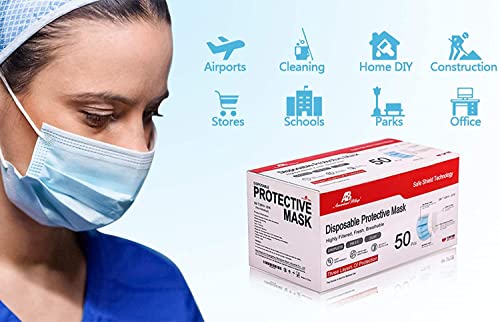 2000 PCS Wholesale Bulk Disposable Face Mask (40 Packs, 50pcs/Pack), 3-Layers Breathable Face Masks with Adjustable Earloop for Business PPE