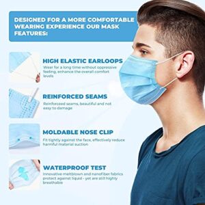 2000 PCS Wholesale Bulk Disposable Face Mask (40 Packs, 50pcs/Pack), 3-Layers Breathable Face Masks with Adjustable Earloop for Business PPE