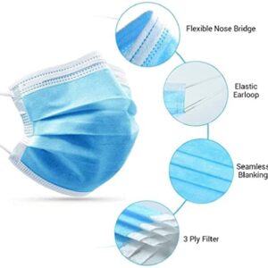 2000 PCS Wholesale Bulk Disposable Face Mask (40 Packs, 50pcs/Pack), 3-Layers Breathable Face Masks with Adjustable Earloop for Business PPE