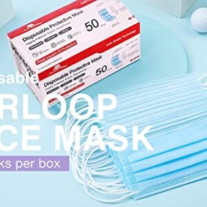 2000 PCS Wholesale Bulk Disposable Face Mask (40 Packs, 50pcs/Pack), 3-Layers Breathable Face Masks with Adjustable Earloop for Business PPE