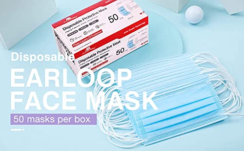 2000 PCS Wholesale Bulk Disposable Face Mask (40 Packs, 50pcs/Pack), 3-Layers Breathable Face Masks with Adjustable Earloop for Business PPE