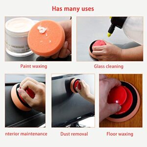 6PCS Car Wax Applicator Pads Kit, Soft Sponge Applicators Foam Waxing Pad with Grip Handle for Car Polishing and Cleaning