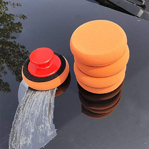 6PCS Car Wax Applicator Pads Kit, Soft Sponge Applicators Foam Waxing Pad with Grip Handle for Car Polishing and Cleaning