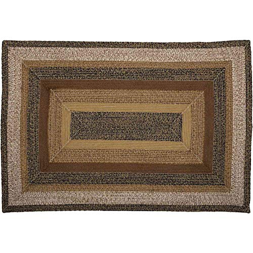 VHC Brands Kettle Grove Jute Rectangular Rug 36x60 Country Braided Flooring, Caramel Brown