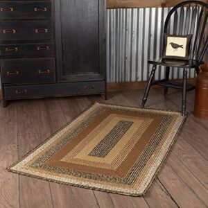 VHC Brands Kettle Grove Jute Rectangular Rug 36x60 Country Braided Flooring, Caramel Brown