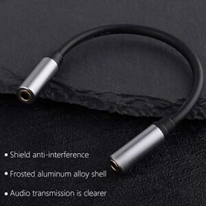 Pasow 3.5mm Female to Female Adapter Cable TRS Stereo Audio AUX Connector Cod for Headphones, Car, HiFi - 15cm/6inch (Grey)