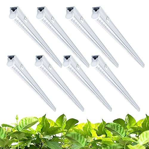 Monios-L LED Grow Light Strips,Full Spectrum Sunlight White, 3FT T5 120W(8X15W,600W Equivalent) for Indoor Plants,Grow Bars with Individual Switch for Herbs/Hydroponics/Succulents,8-Pack