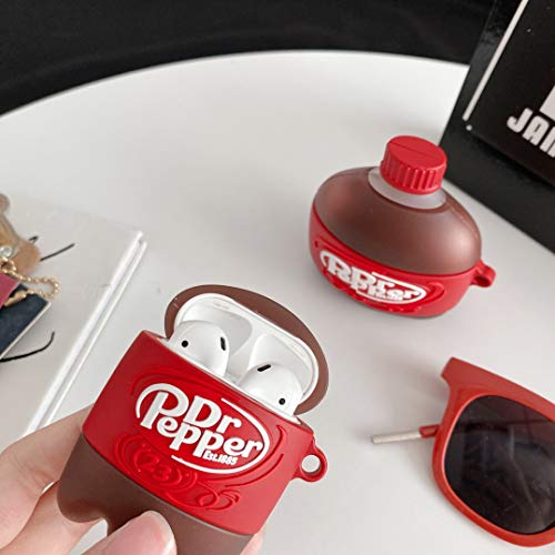 Shineyii for Airpod 2/1 Case Soft Silicone Cute Cartoon Kawaii Funny Cover Fashion Drink Protective Skin Accessories Keychain Girls Teens Cases for Air Pods Compatible with Airpods 2&1, Dr Pepper