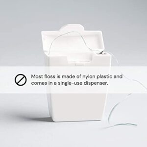 JentleCo Bamboo Floss Dispenser and Biodegradable Silk Floss (33 yd / 30 m) - Earth Friendly, Refillable, Unflavored, Plastic-Free, Zero-Waste