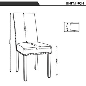 LSSBOUGHT Set of 2 Fabric Upholstered Dining Chair with Nailheads and Sturdy Wooden Legs, Beige