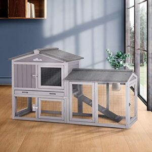 gutinneen rabbit hutch outdoor bunny cage indoor,extensible chicken coop with large run space - no leak plastic tray