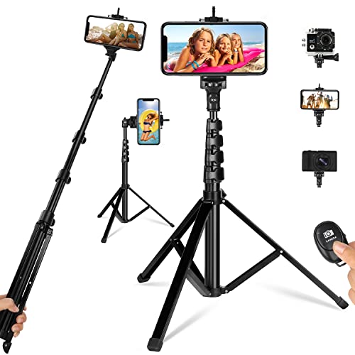 62" Phone Tripod Selfie Stick - Extendable Tripod Stand with Remote & Phone Holder Tripod for iPhone 14 13 12 11 Pro Max XS XR Samsung S23 S22 S21 Camera iPhone Stand for Video Recording Vlogging