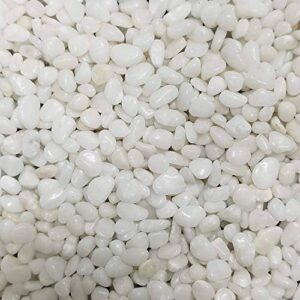 sackorange 2 pounds natural decorative polished white pebbles, 3/8" gravel size, small decorative river rock stones for fresh water fish animal plant aquariums, landscaping, home decor etc.