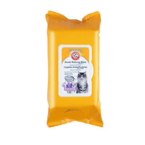 Arm & Hammer Dander Reducing Cat Wipes | 100 Count Lavender Scent Cat Dander Wipes for All Cats with Baking Soda to Soothe and Moisturize | Cat Wipes Made with Advanced Odor Control